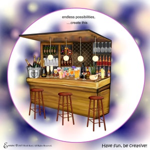 Pub Bar Coffee Shop Scene Creator Clip Art Bundle.custom Clipart.wine ...