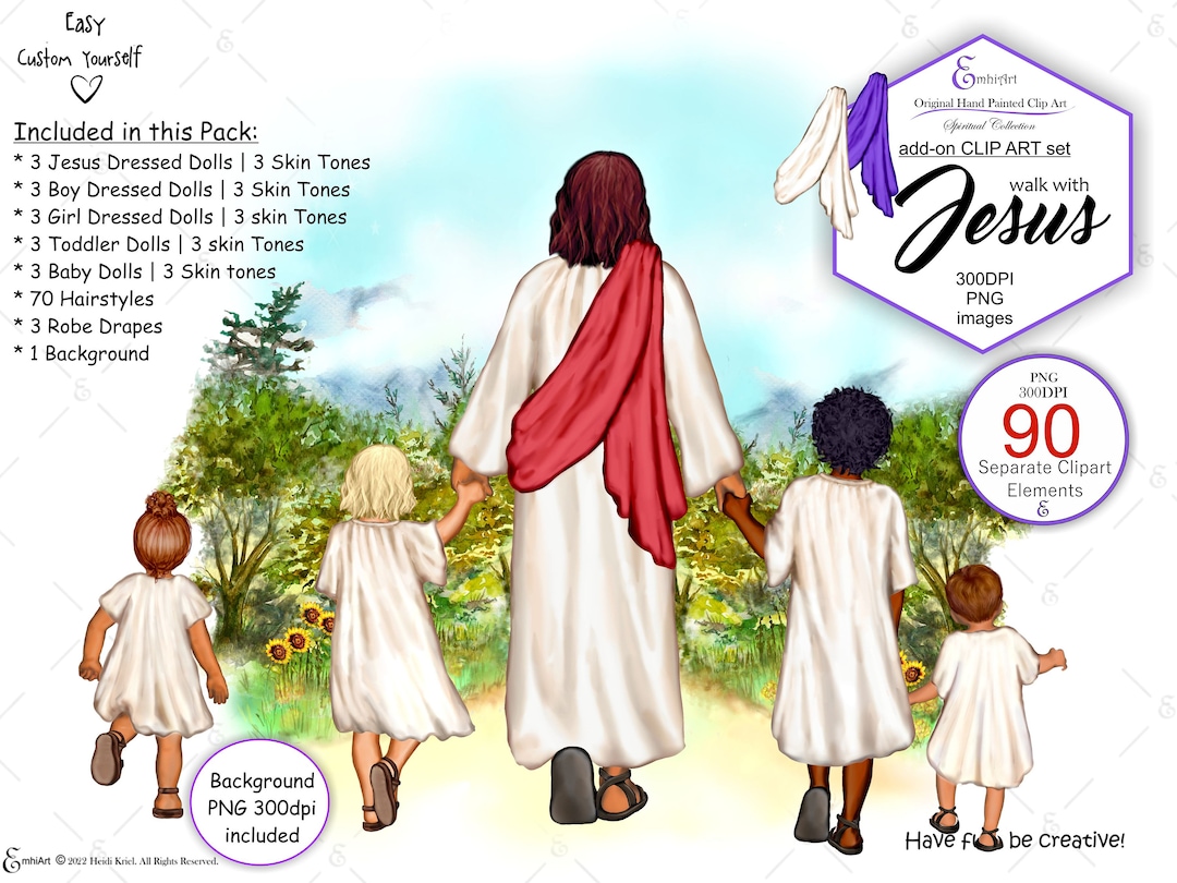 Jesus and Children Custom Clipart Bundle.custom Skin and Hair.jesus ...