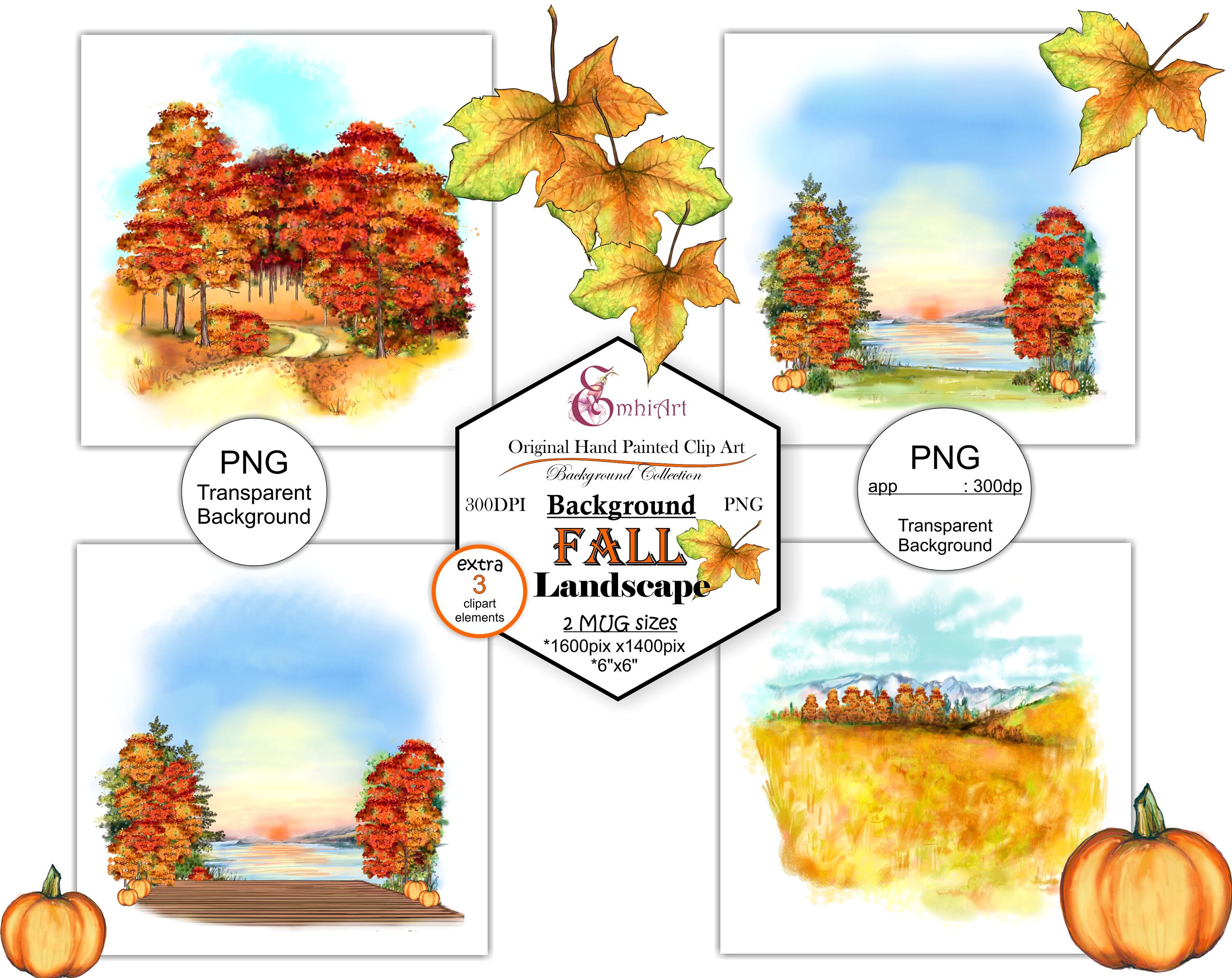 Background Clip Art Bundle.fall Autumn Landscape Clip Art - Etsy