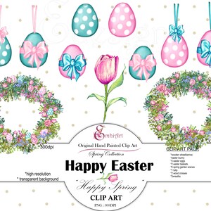 Easter Spring Clip Art Bundle.flowers, Easter Eggs, Cute Toddlers ...