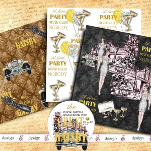 The GREAT Gatsby Digital PAPER BACKGROUND Set of 12 : Instant | Etsy