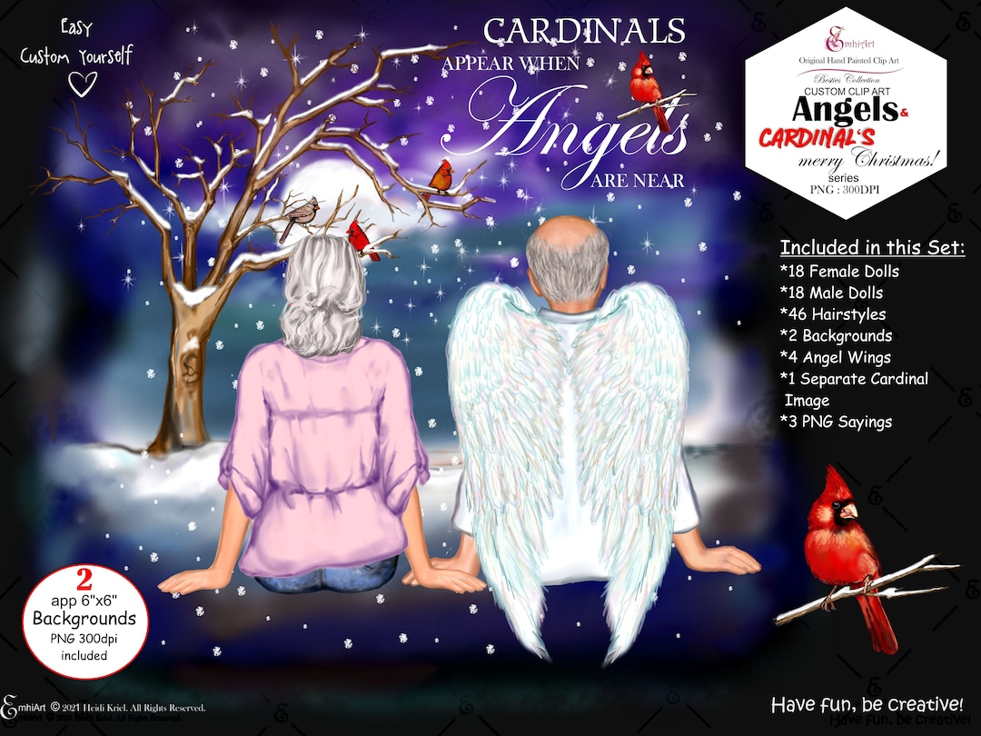Angels and Cardinals Christmas Clipart: Custom Portrait Graphics ...