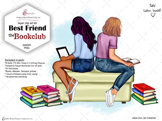 Book Club Best Friend Custom Clip Art Bundle.bookclub | Etsy