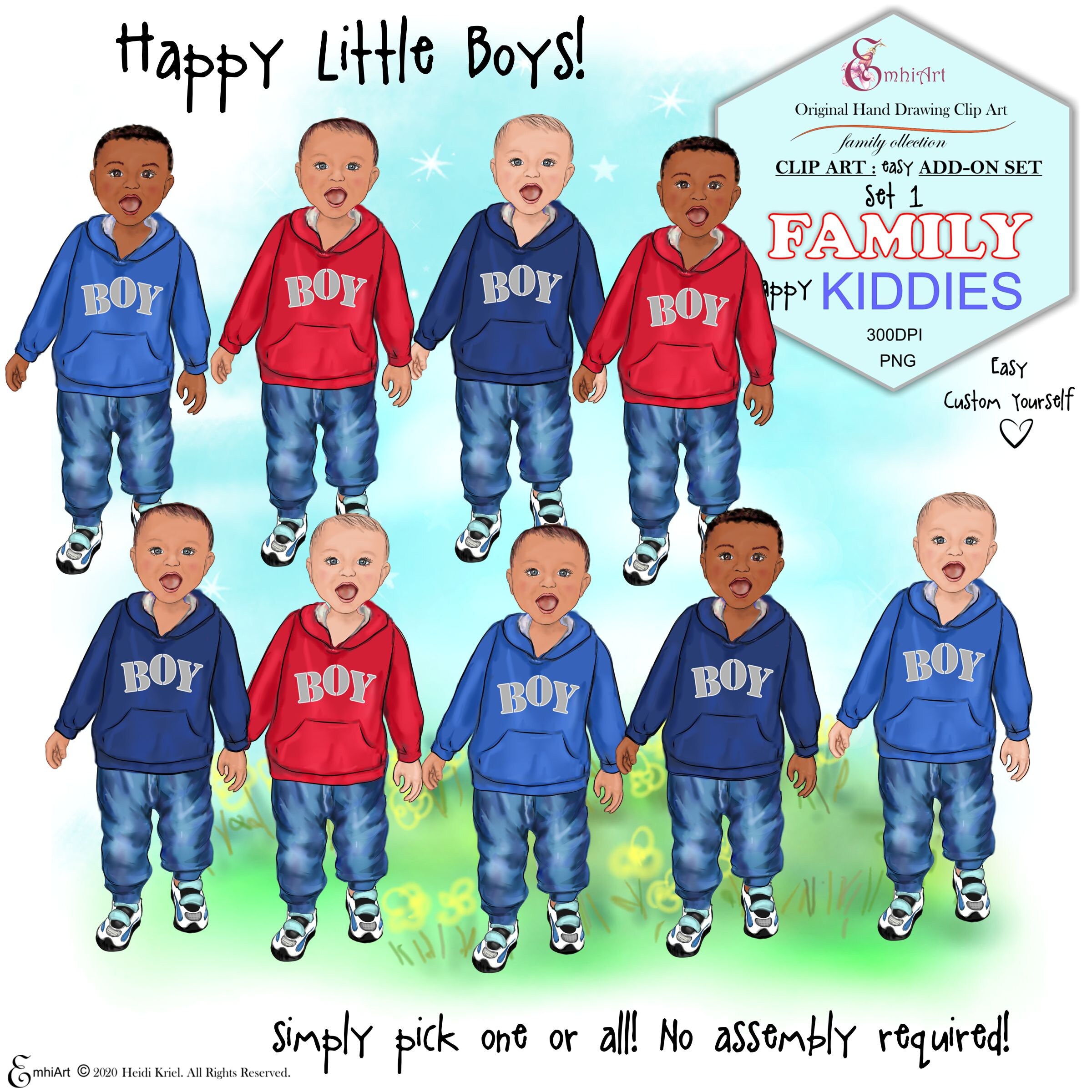 Happy KIDDIES Family Clipart Sets. Add-on Custom Clipart Kit. | Etsy