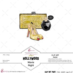Movie Night Clipart |hand Drawn Hollywood|awards|glitter Graphics ...