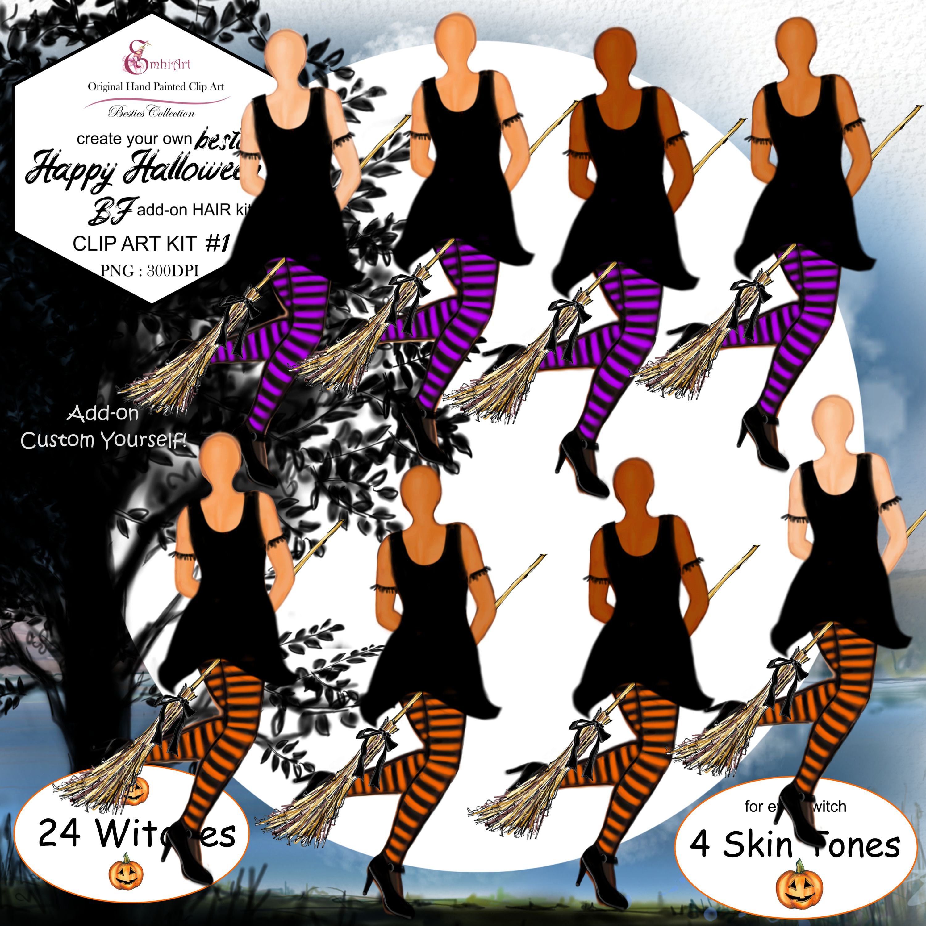 HALLOWEEN Best Friend Clipart Pack1.custom.bestiesbf.moon - Etsy