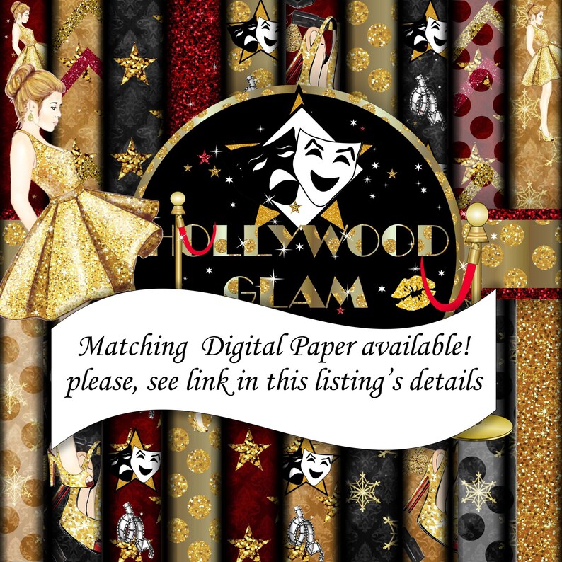 Movie Night Clipart hand Drawn Hollywoodawardsglitter - Etsy
