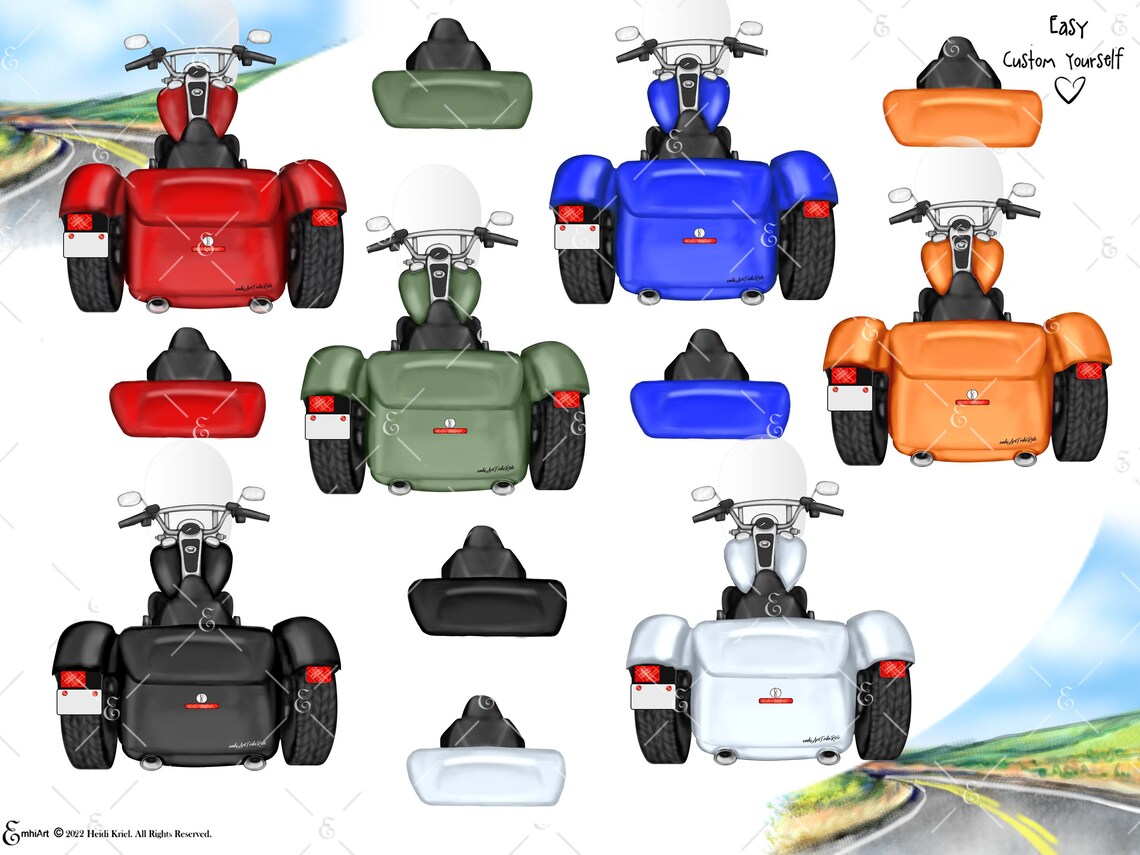 Trike Motorcycle Bike BFF Custom Clipart Bundle2 Skin Tones. - Etsy