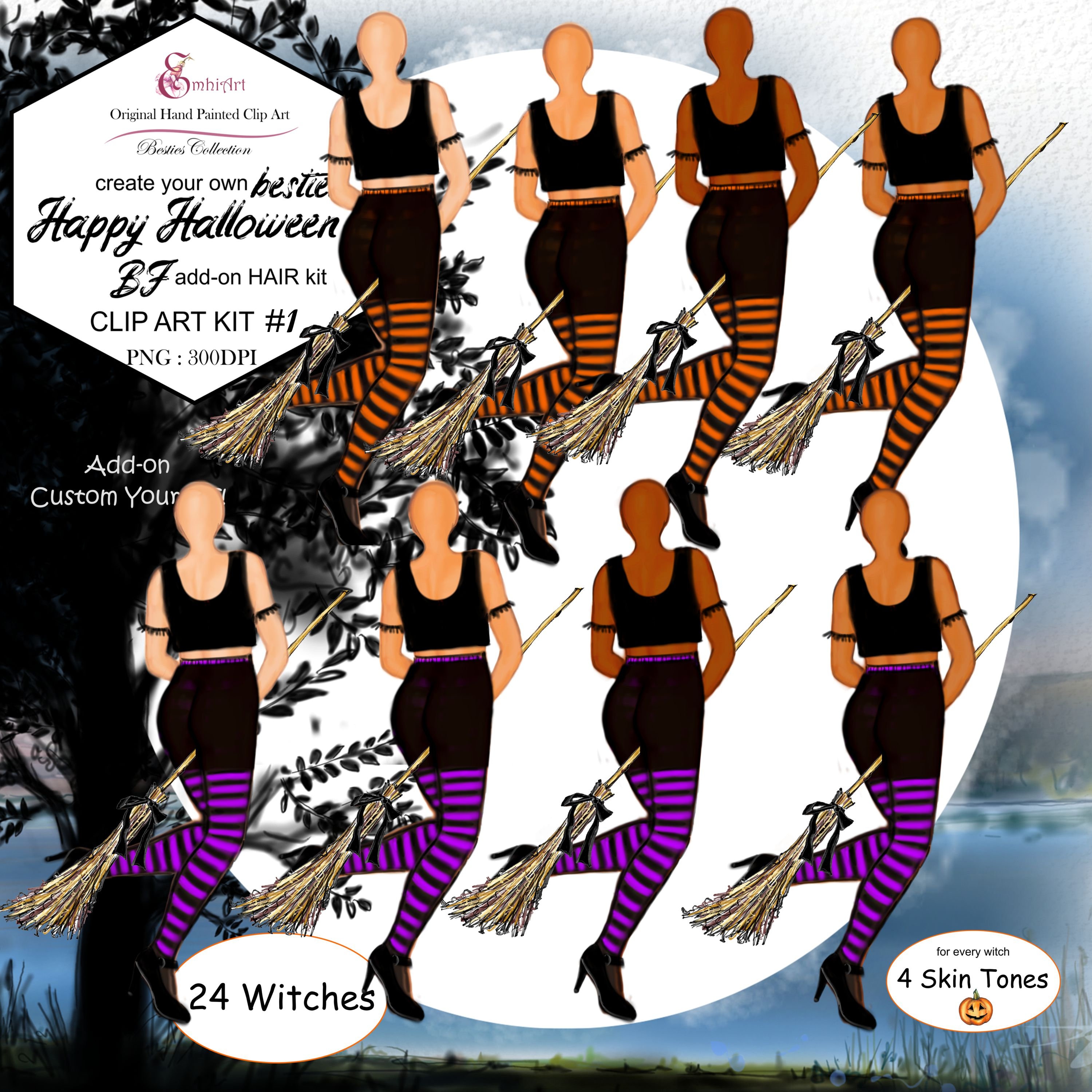 HALLOWEEN Best Friend Clipart Pack1.custom.bestiesbf.moon - Etsy