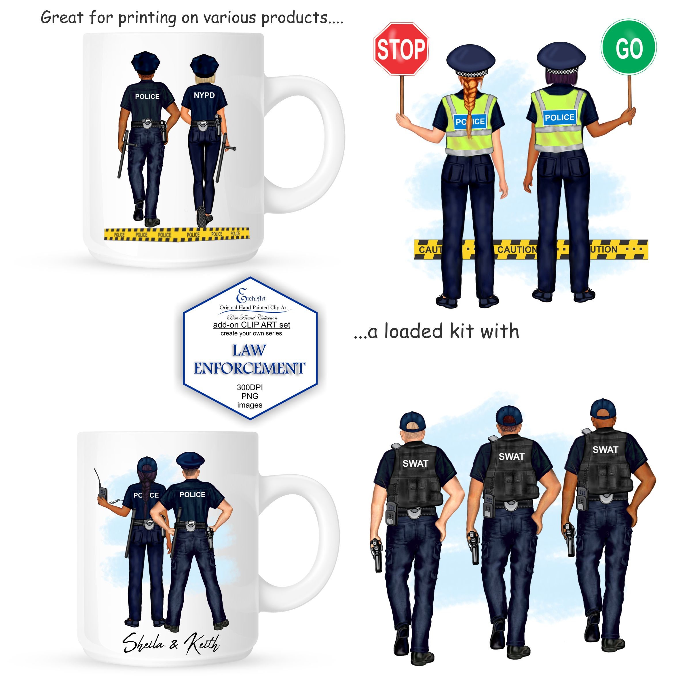 Police Officer NYPD Law Enforcement Custom Clipart Pack. - Etsy