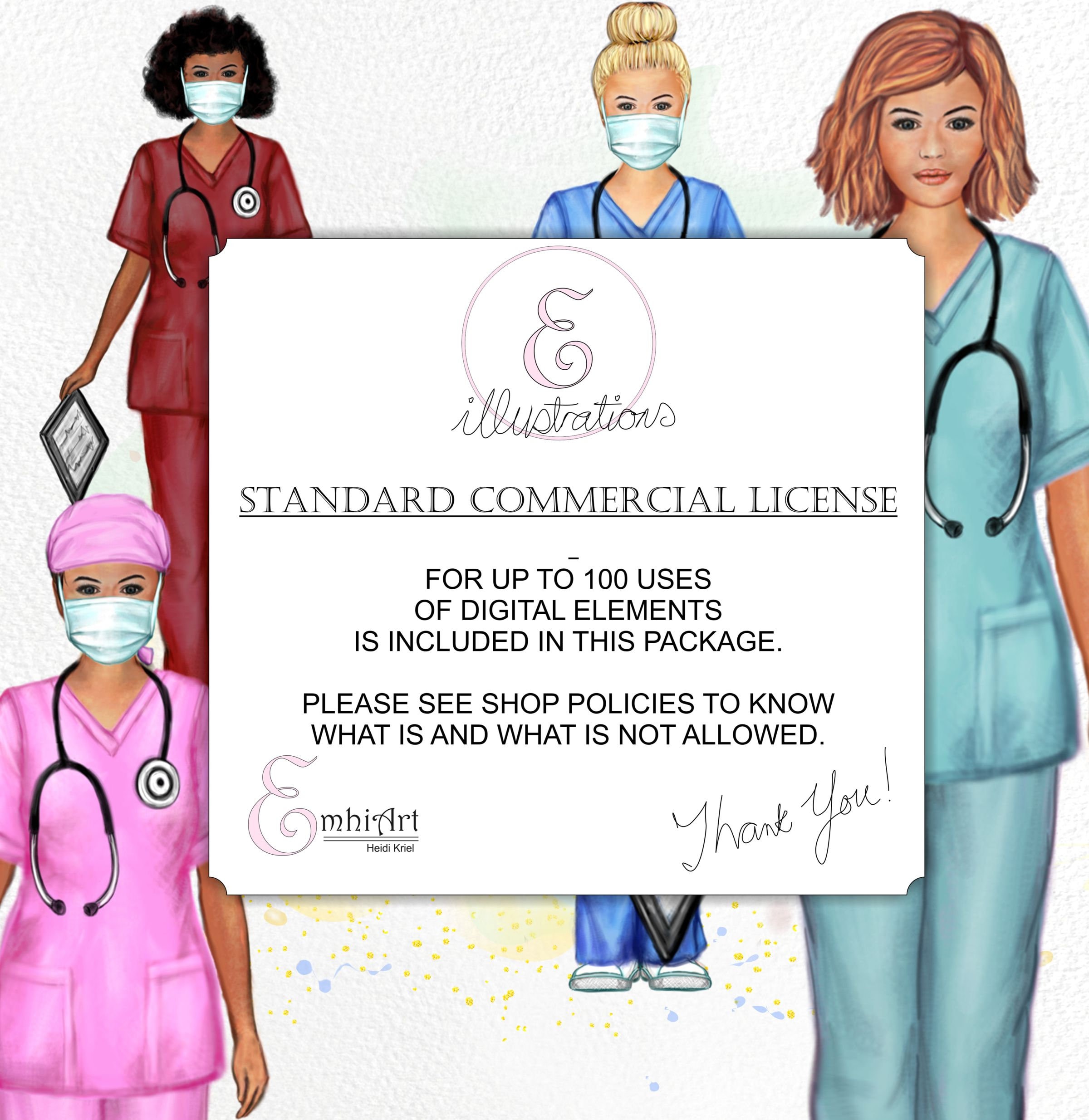 Women in Scrubs Clip Art Kit. Nurse Doctor custom | Etsy