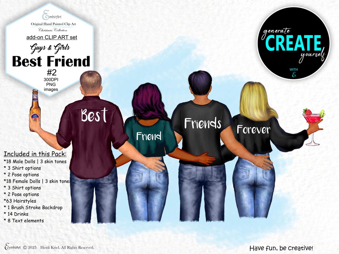 Guys and Girls Best Friends Custom Clipart Bundle.couple Clipart.custom ...