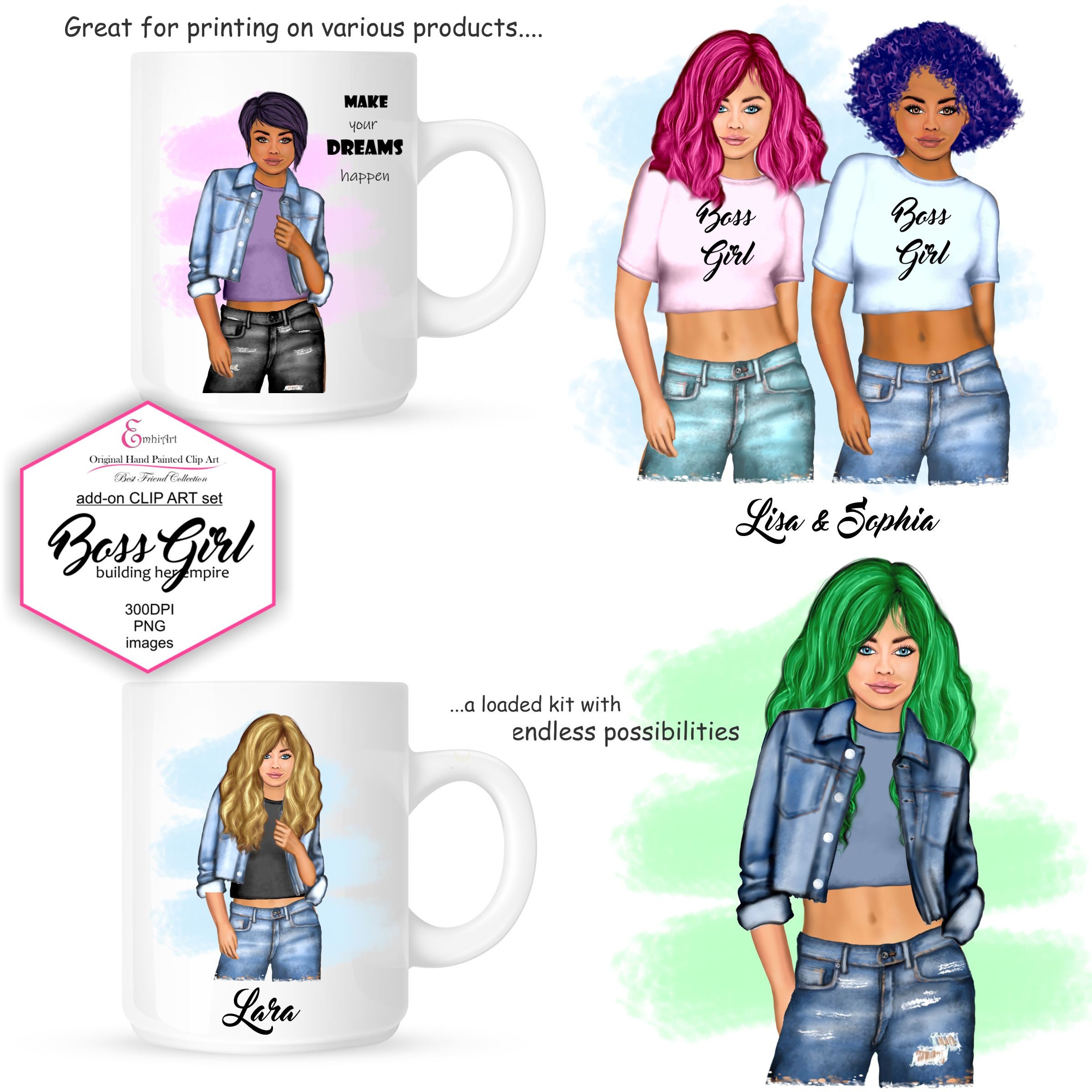 Boss Girl Best Friendbff Besties Custom Clipart - Etsy