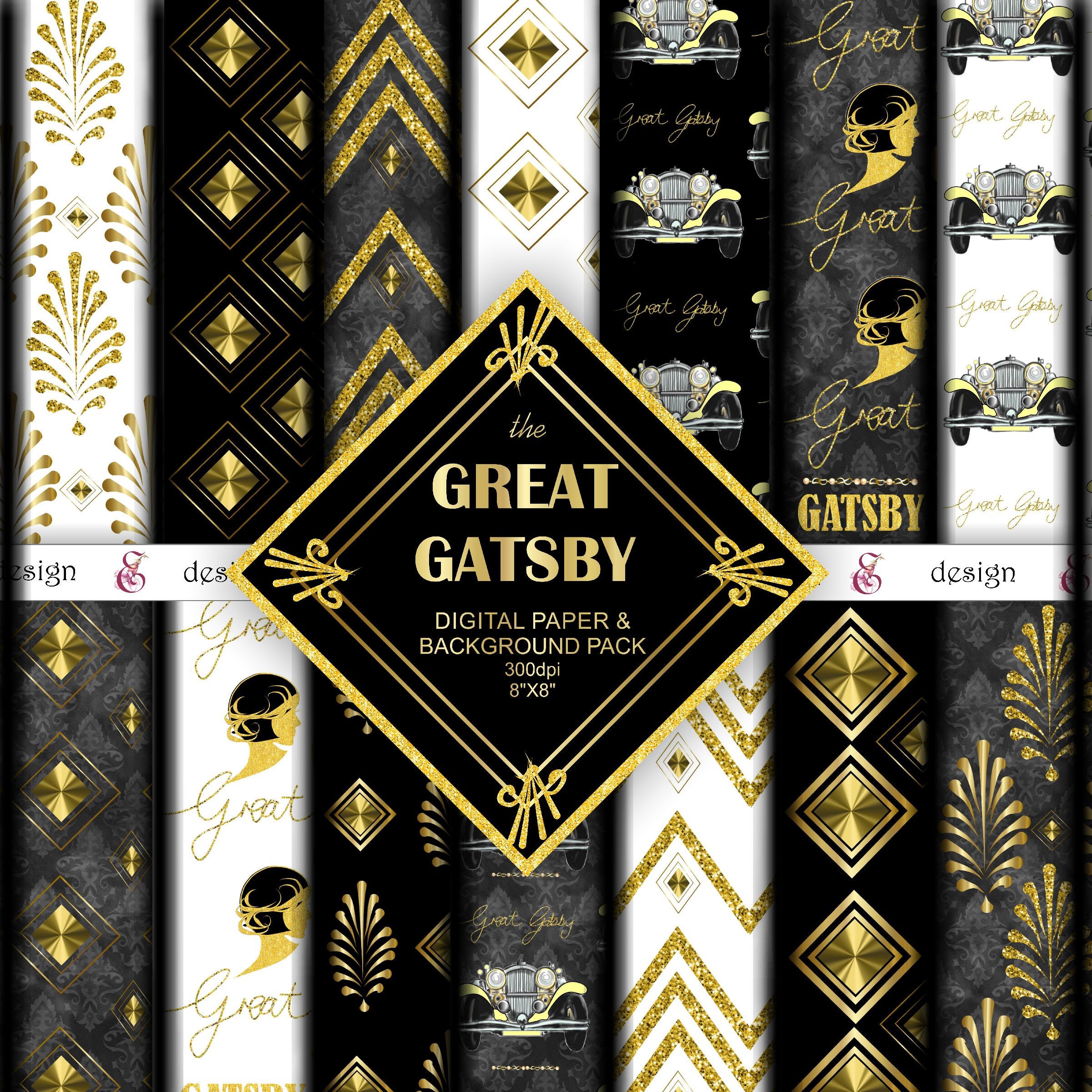 The GREAT Gatsby Digital PAPER BACKGROUND Set of 16 : Instant - Etsy ...
