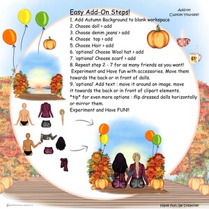 Best Friend Clipart Autumn Fall Custom Add on Bundle.bff Gorgeous Hair ...