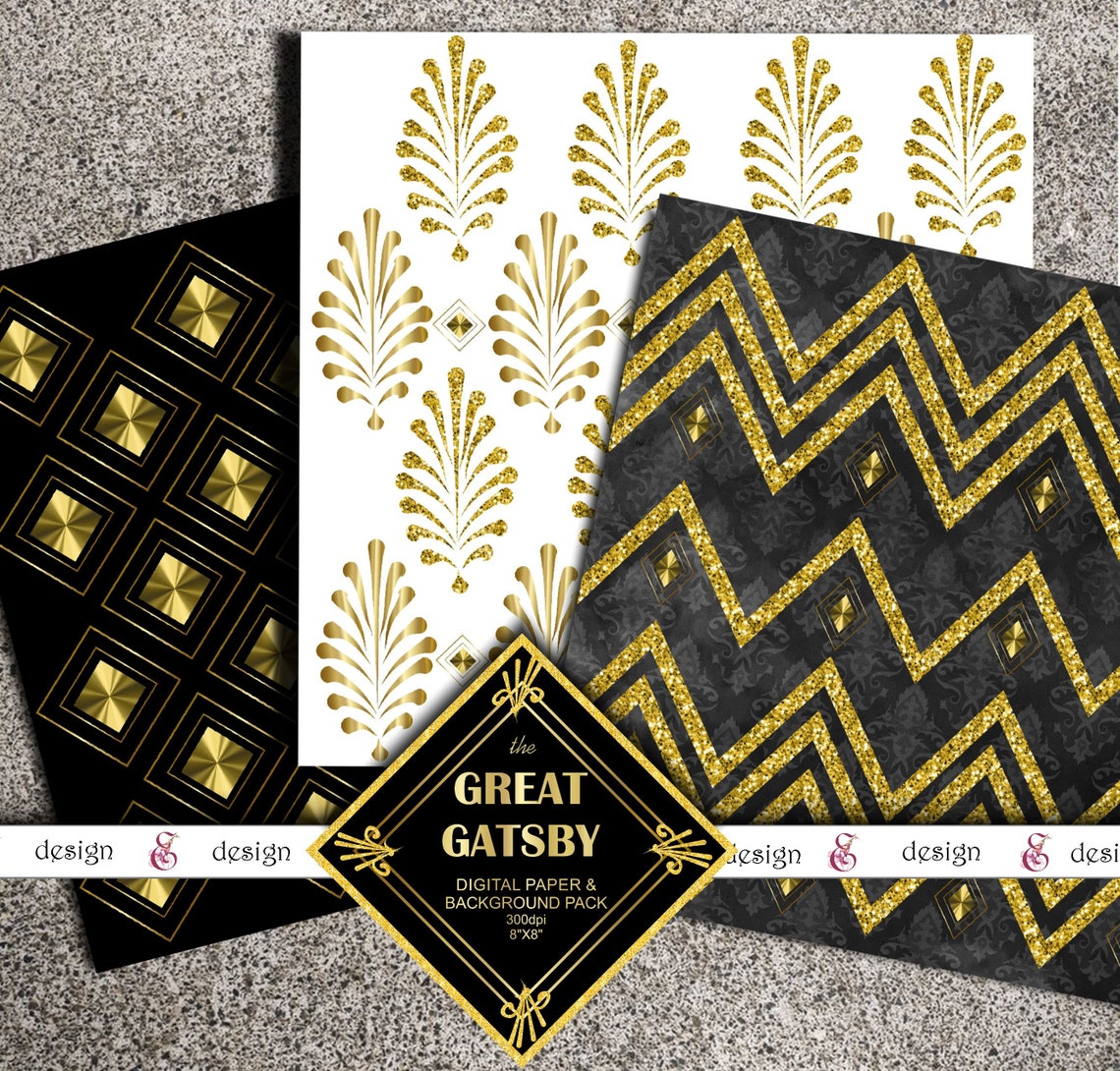 The GREAT Gatsby Digital PAPER BACKGROUND Set of 16 : Instant - Etsy