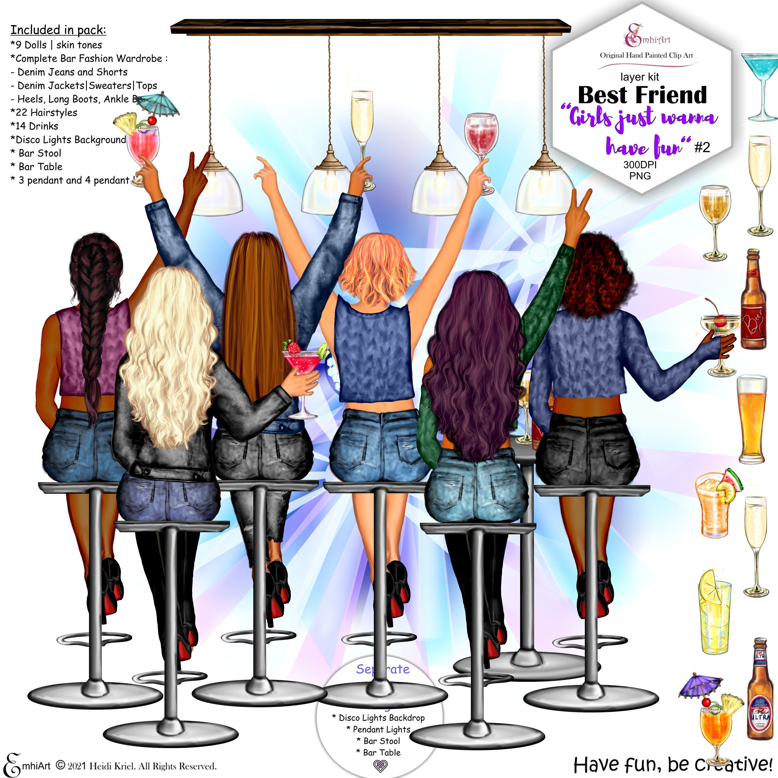 Best Friend Club Bar Pub Custom Clipart Pack.custom - Etsy