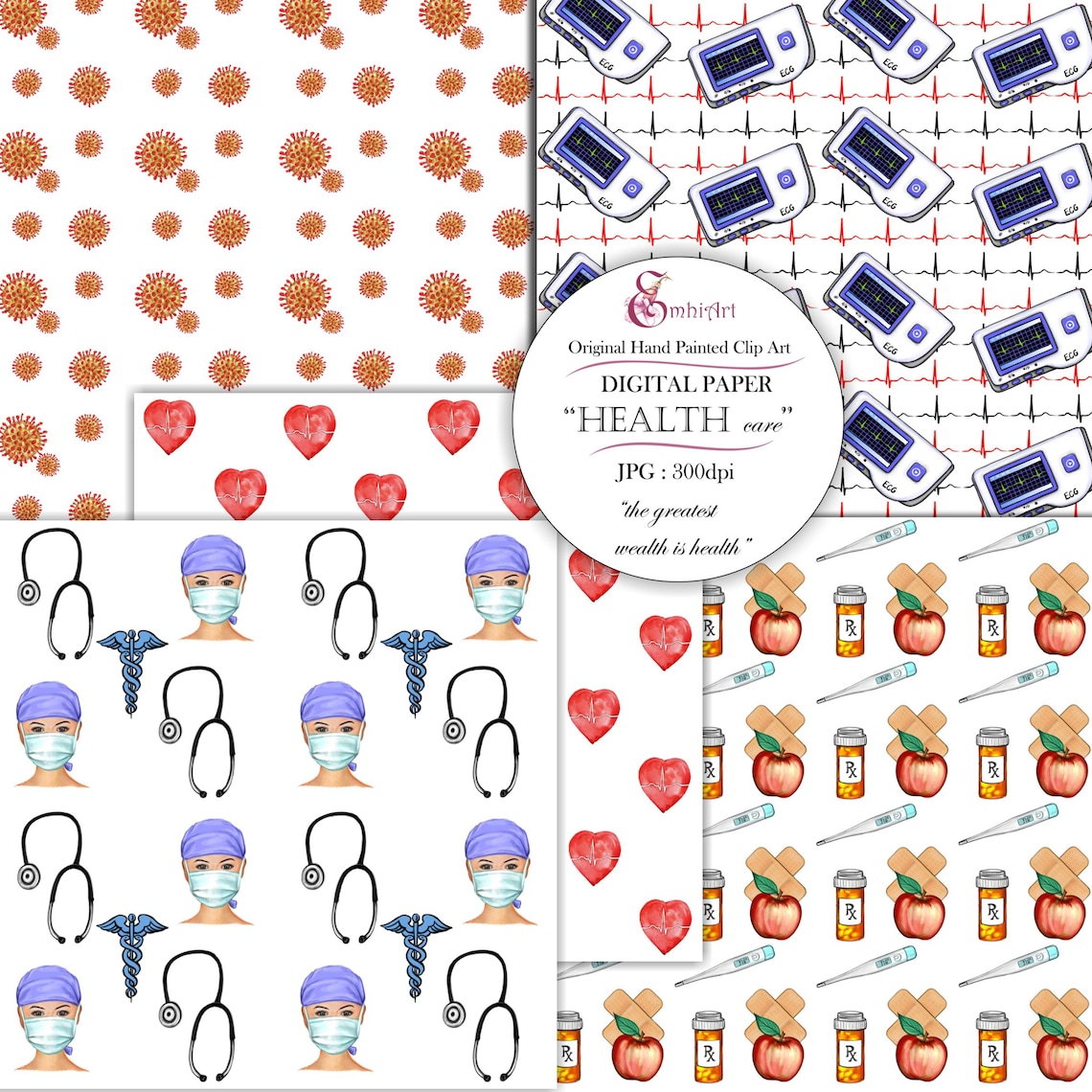 HEALTHCARE Digital Paper Pack. Surface Design Kit. Medical. - Etsy