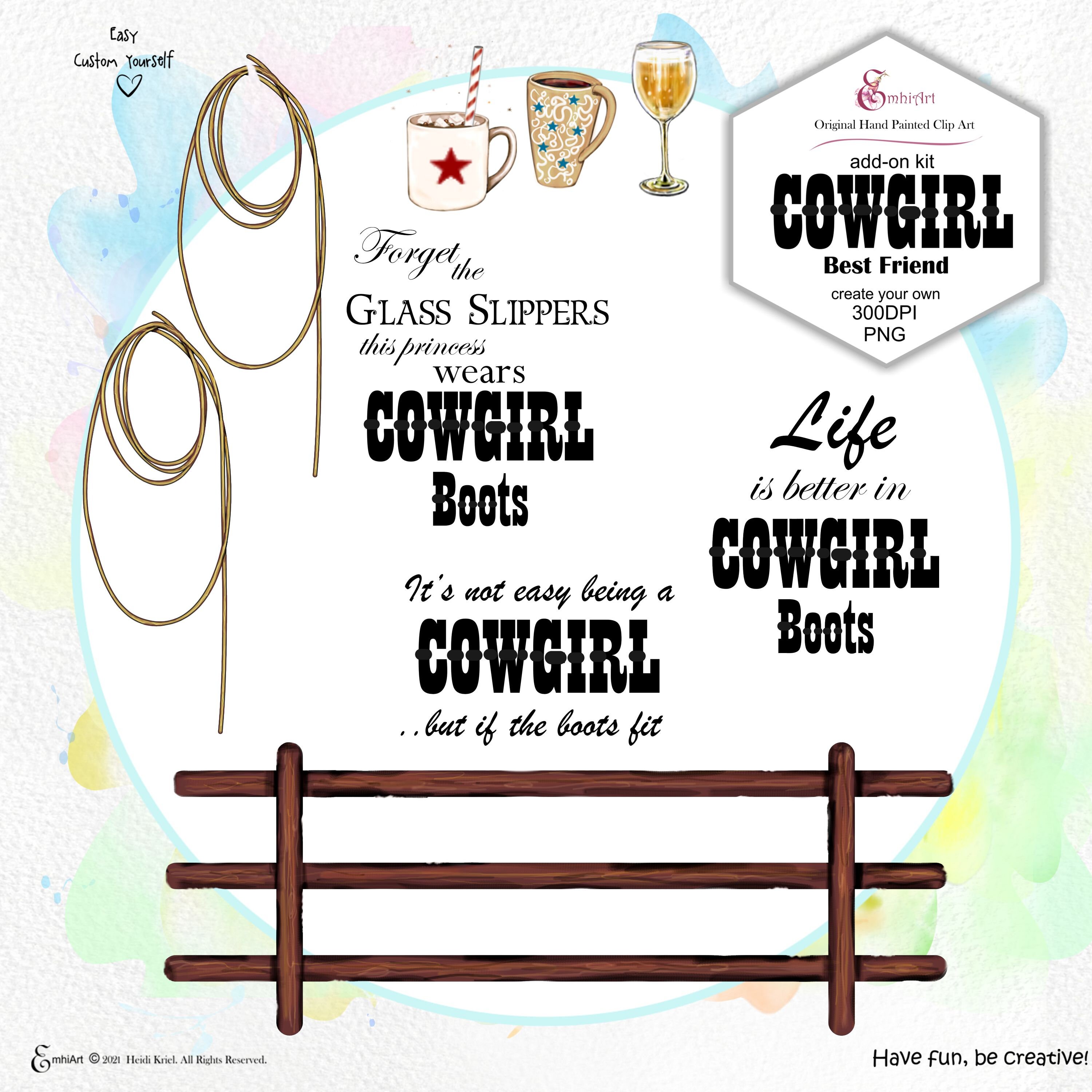 Cowgirl Custom Add-on Clip Art Pack.hand Painted - Etsy