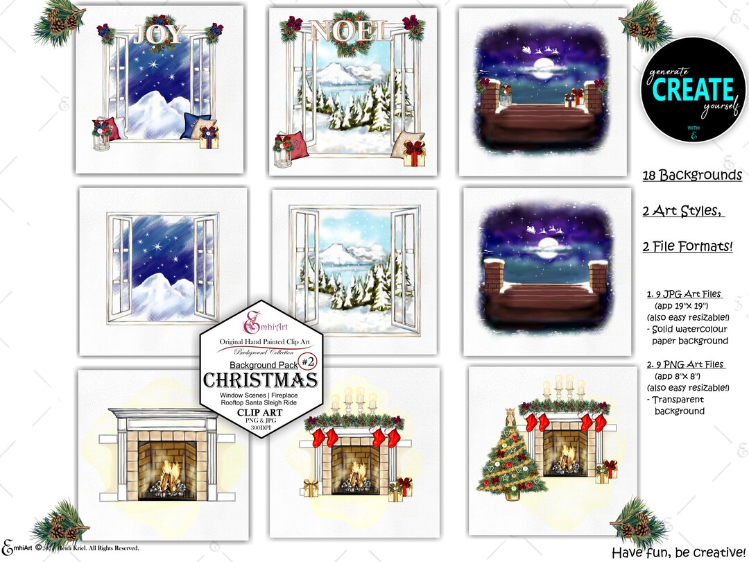 Christmas Season Winter Snow Background Clip Art Set.custom Clipart ...