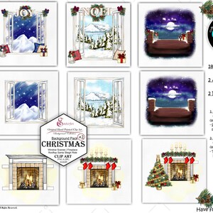 Christmas Season Winter Snow Background Clip Art Set.custom Clipart ...