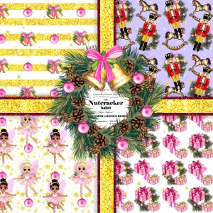 Nutcracker Christmas Clip Art Digital Paper Kit.hand Drawn.vintage ...