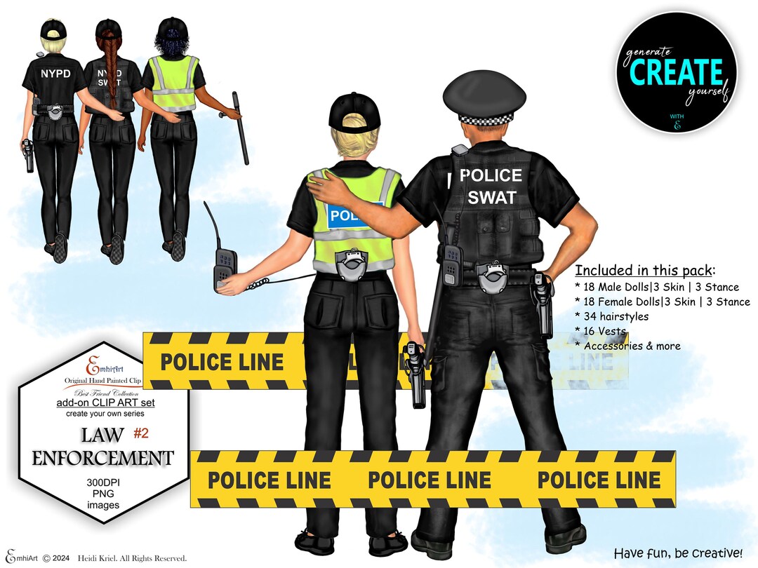 Police Officer, NYPD, Law Enforcement Custom Clipart Pack. Custom Skin ...