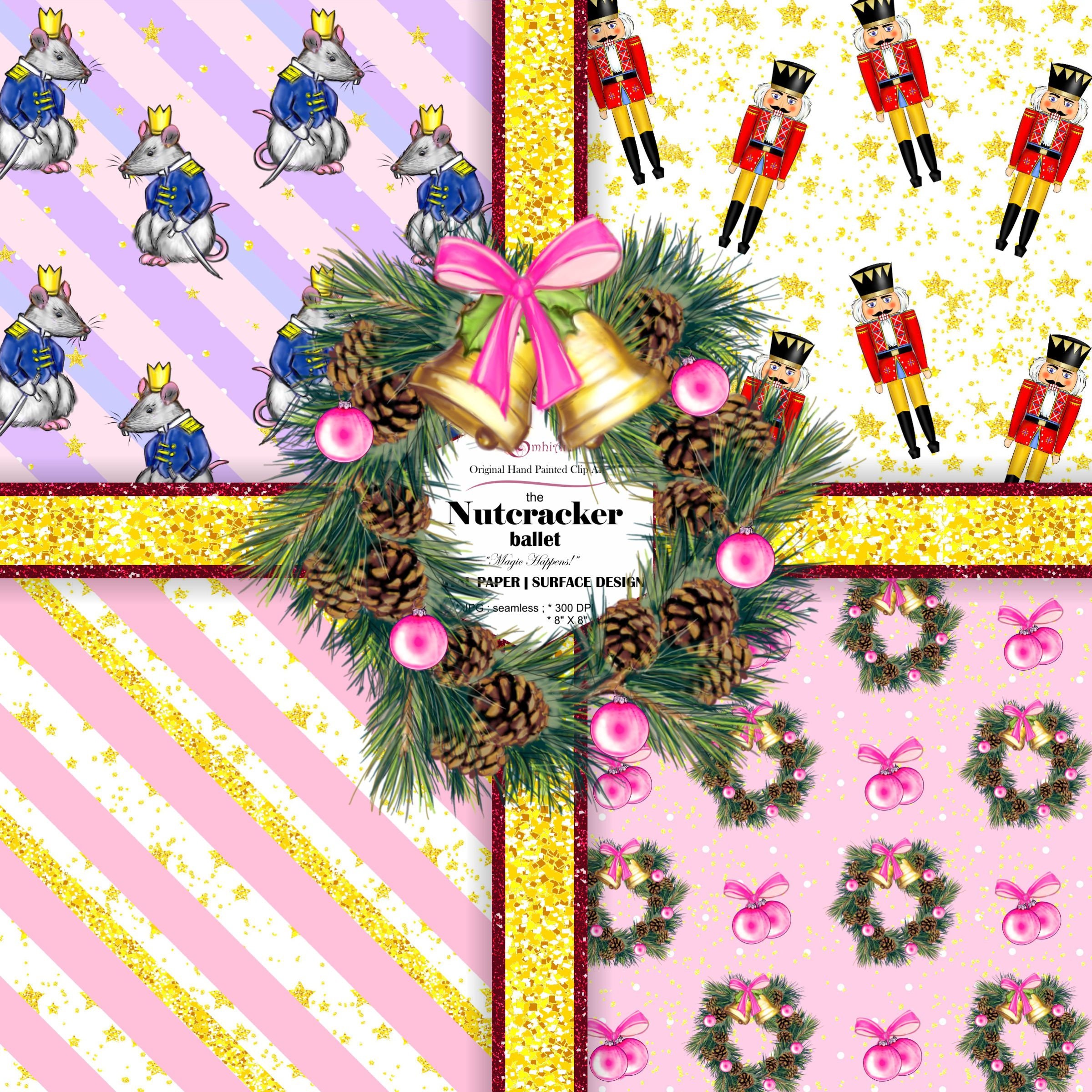 Nutcracker Christmas Clip Art Digital Paper Kit.hand - Etsy