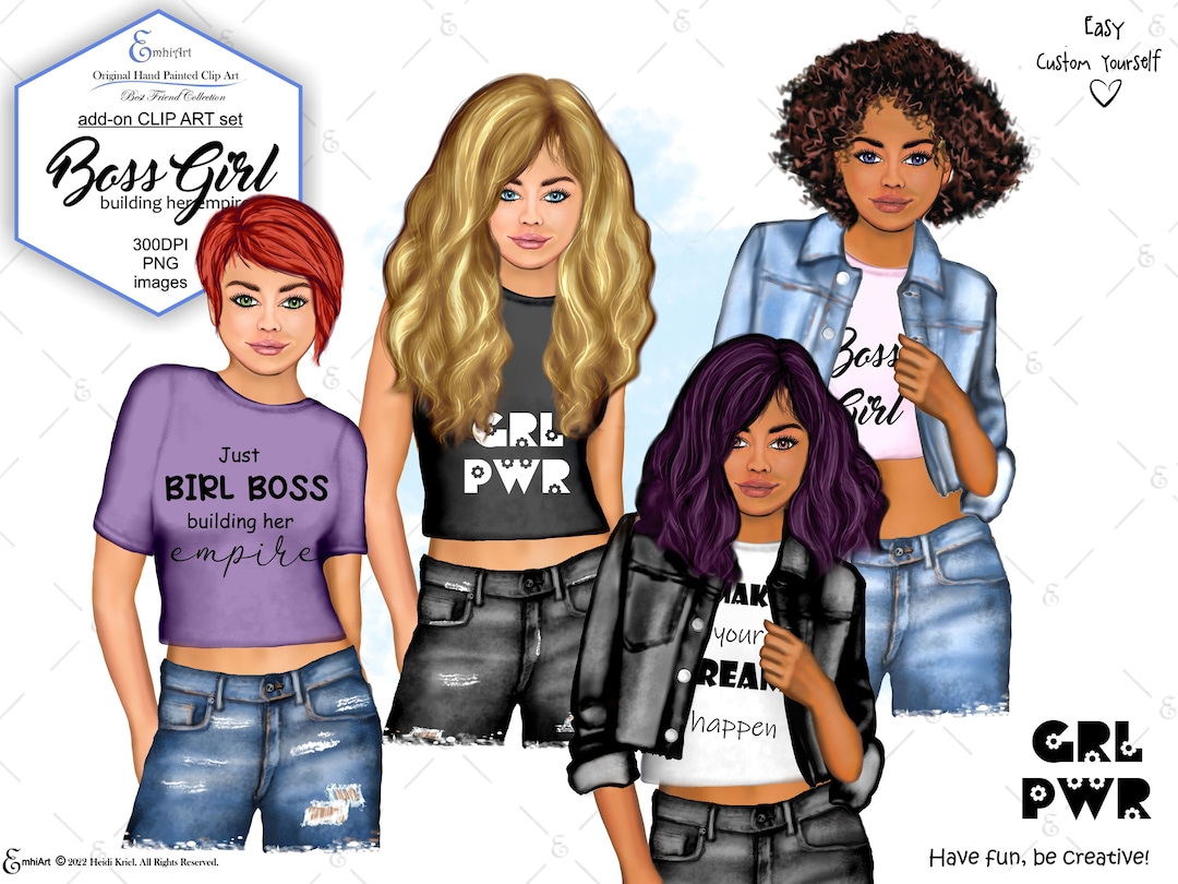 Boss Girl, Best Friend,bff Besties Custom Clipart Bundle.custom Skin ...