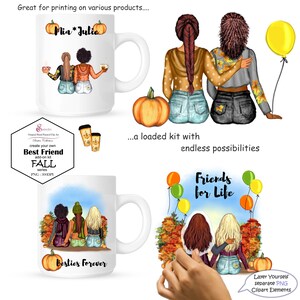Best Friend Clipart Autumn Fall Custom Add on Bundle.bff Gorgeous Hair ...