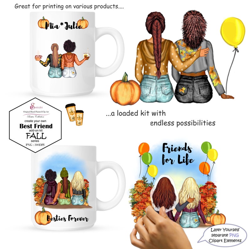 Best Friend Clipart Autumn Fall Custom Add on Bundle.bff - Etsy