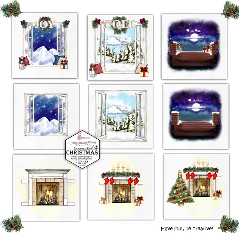 Christmas Season Winter Snow Background Clip Art Set.custom - Etsy