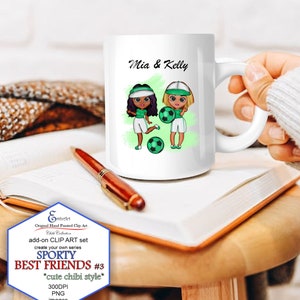 Sporty Best Friend Chibi Style Clipart Bundle.cute Custom Skin and Hair ...