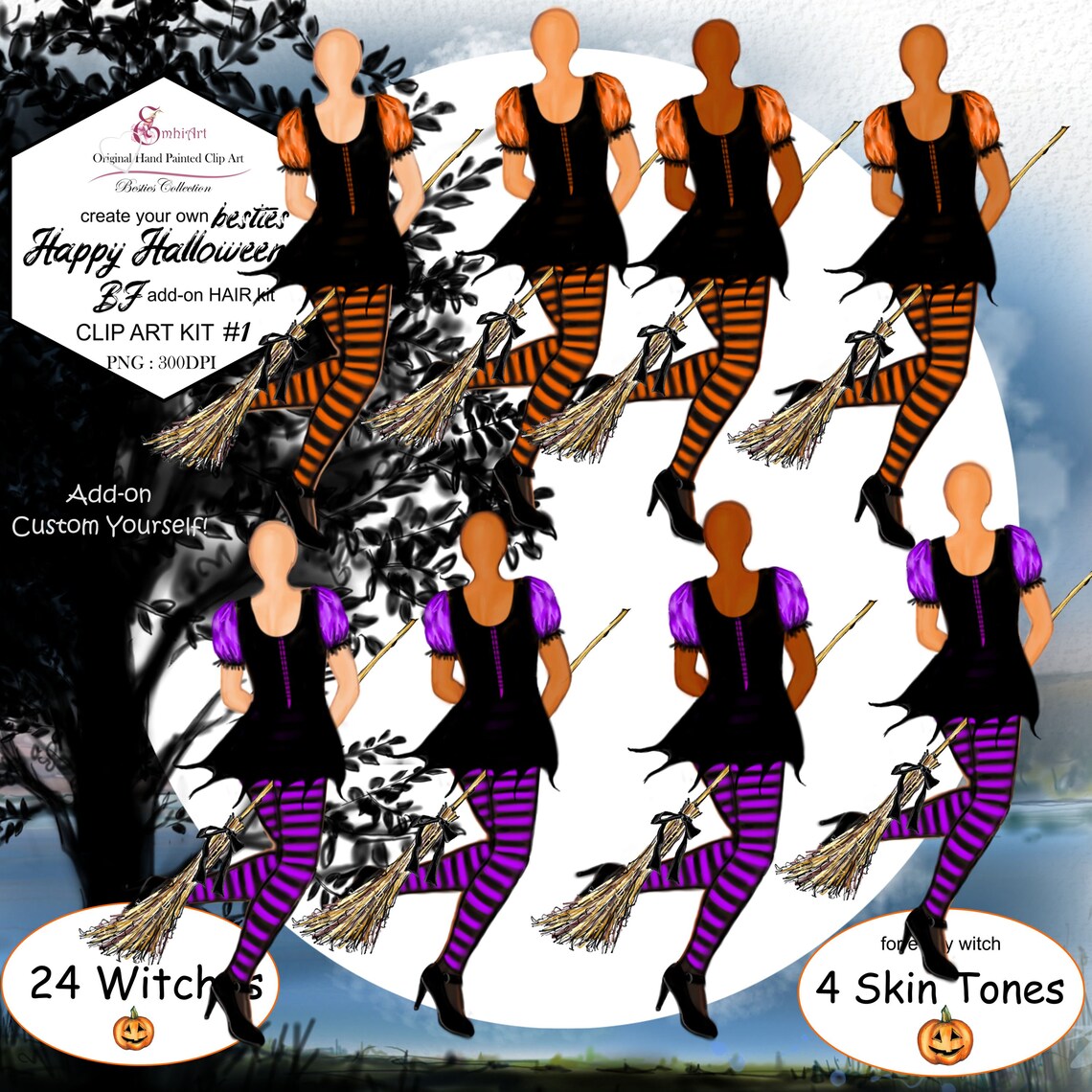 HALLOWEEN Best Friend Clipart Pack1.custom.bestiesbf.moon - Etsy