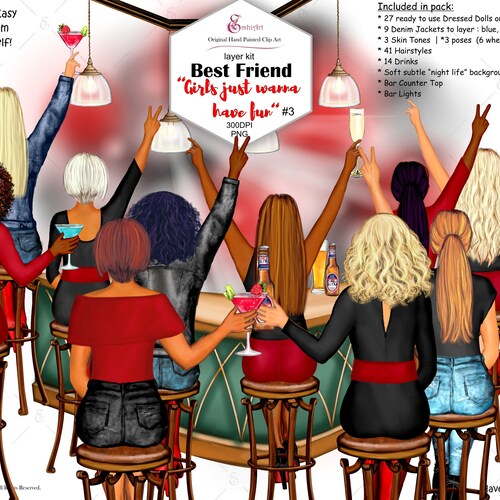 Best Friend Pub Bar Custom Clipart Bundle.custom Hair Skin - Etsy