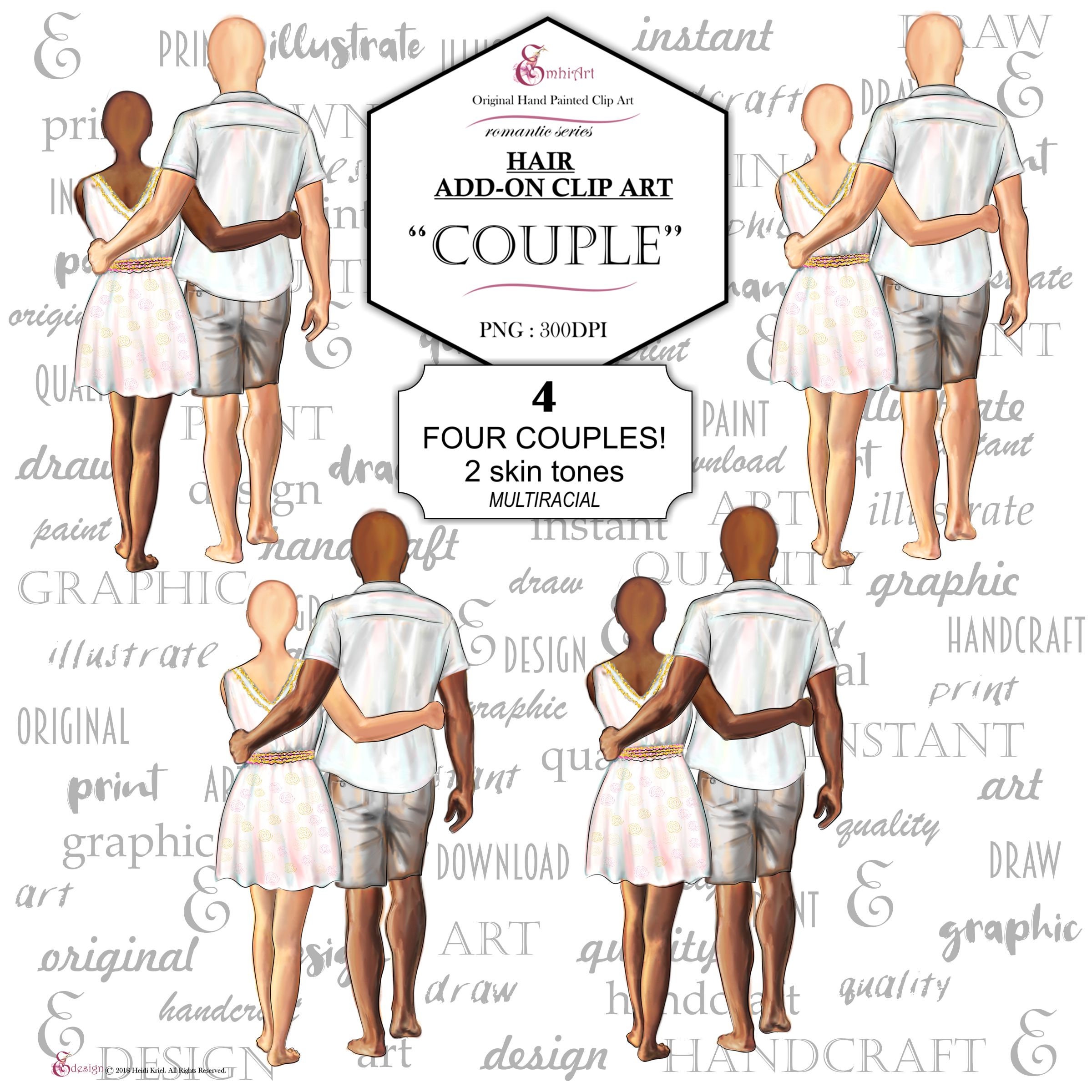 Couples Custom ADD-ON Clip Art2 Skinmultiracialpng 300DPI - Etsy