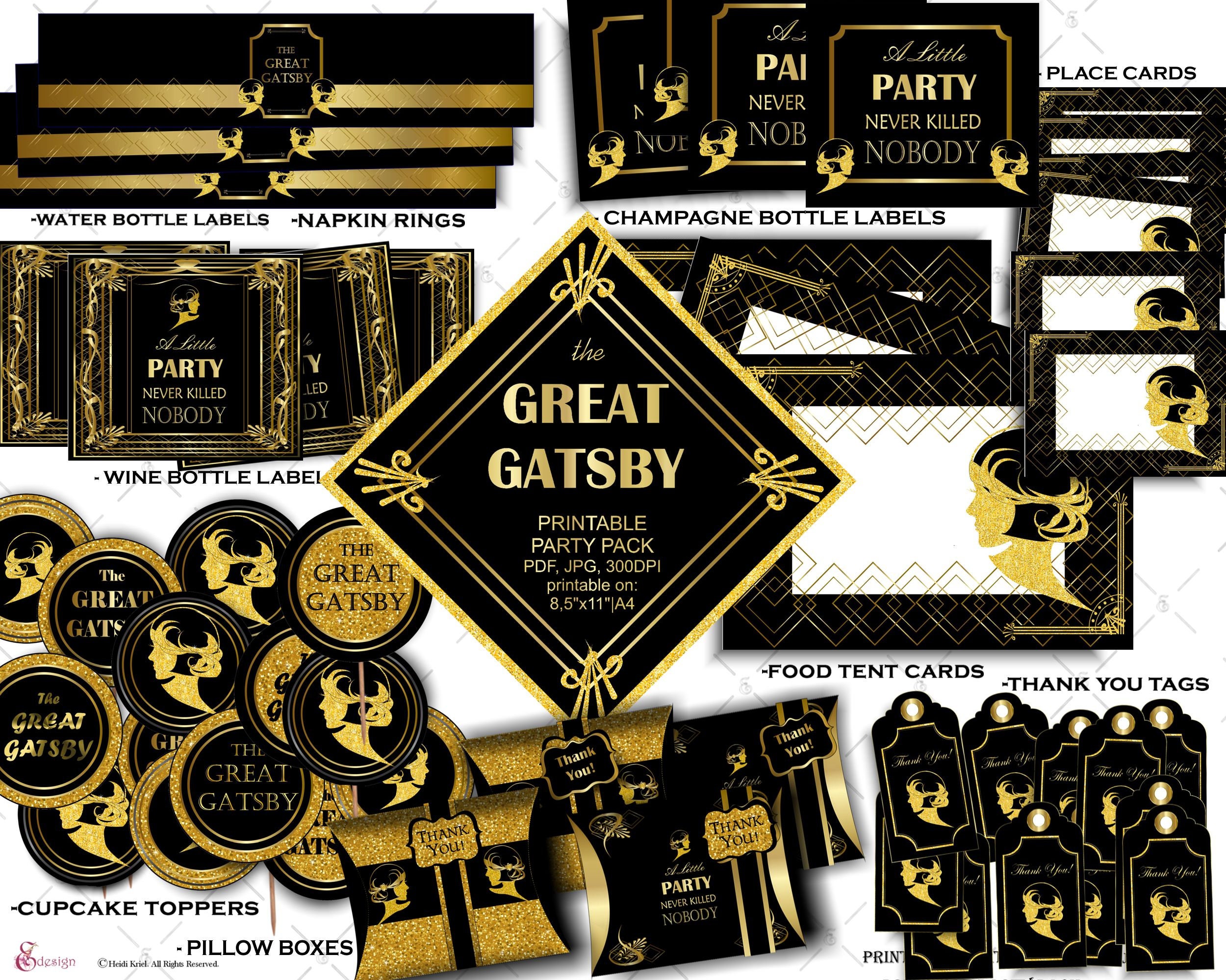The GREAT GATSBY Printable Party Kit. Instant Download SET, Cupcake ...