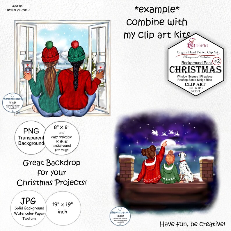 Christmas Season Winter Snow Background Clip Art Set.custom - Etsy