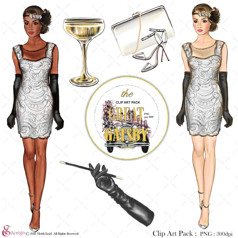 The Great Gatsby Clipart Pack : Instant - Etsy
