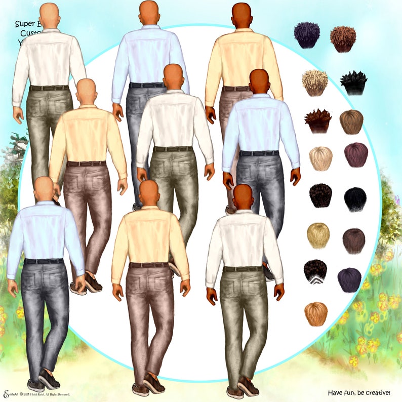 Dad and Kids Custom Portrait Clip Art Bundle. Cute Little Girl | Etsy