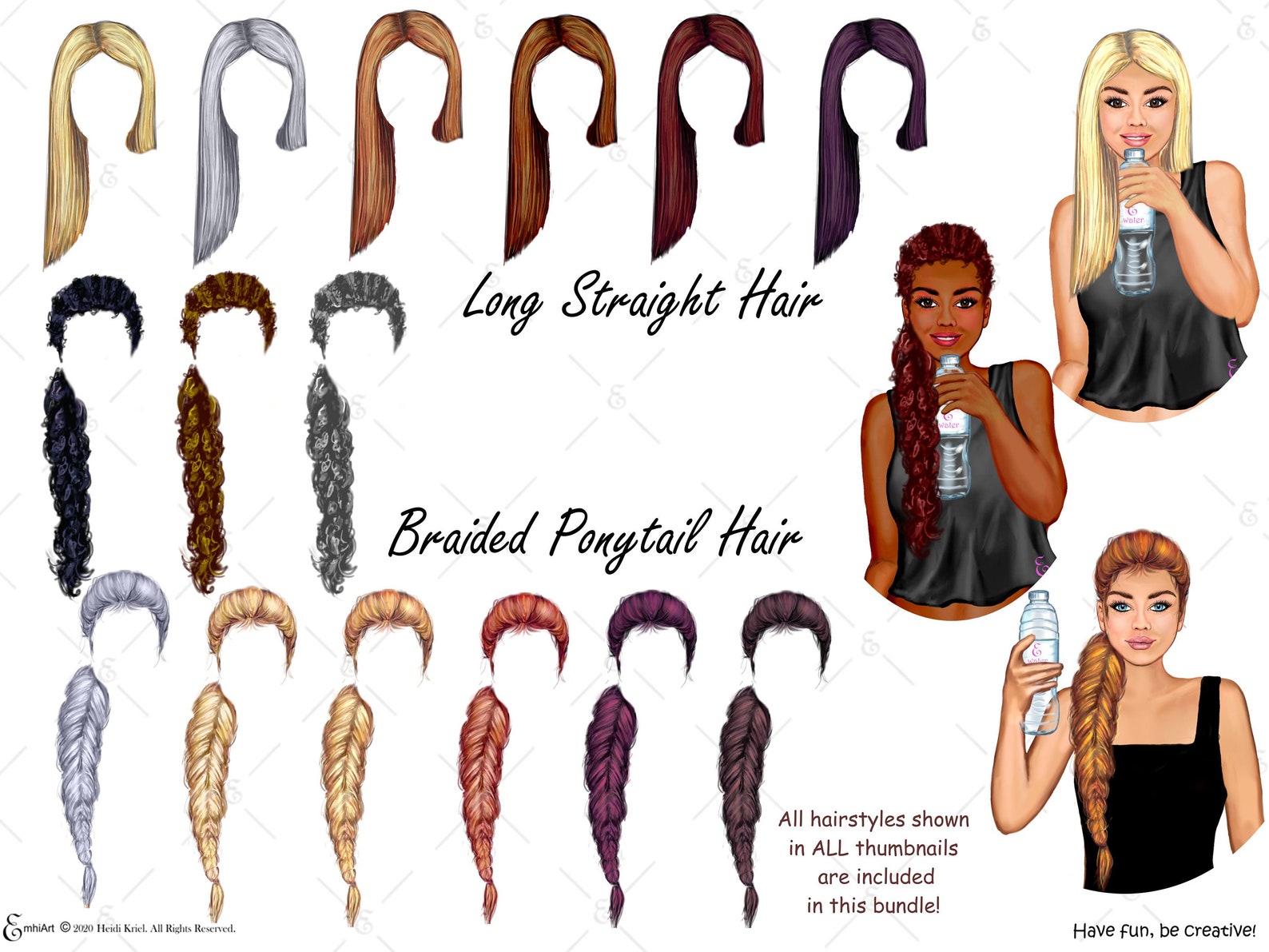 Hair Custom Clipart Bundle. Extend Go Camping Add-on HAIR Kit. - Etsy