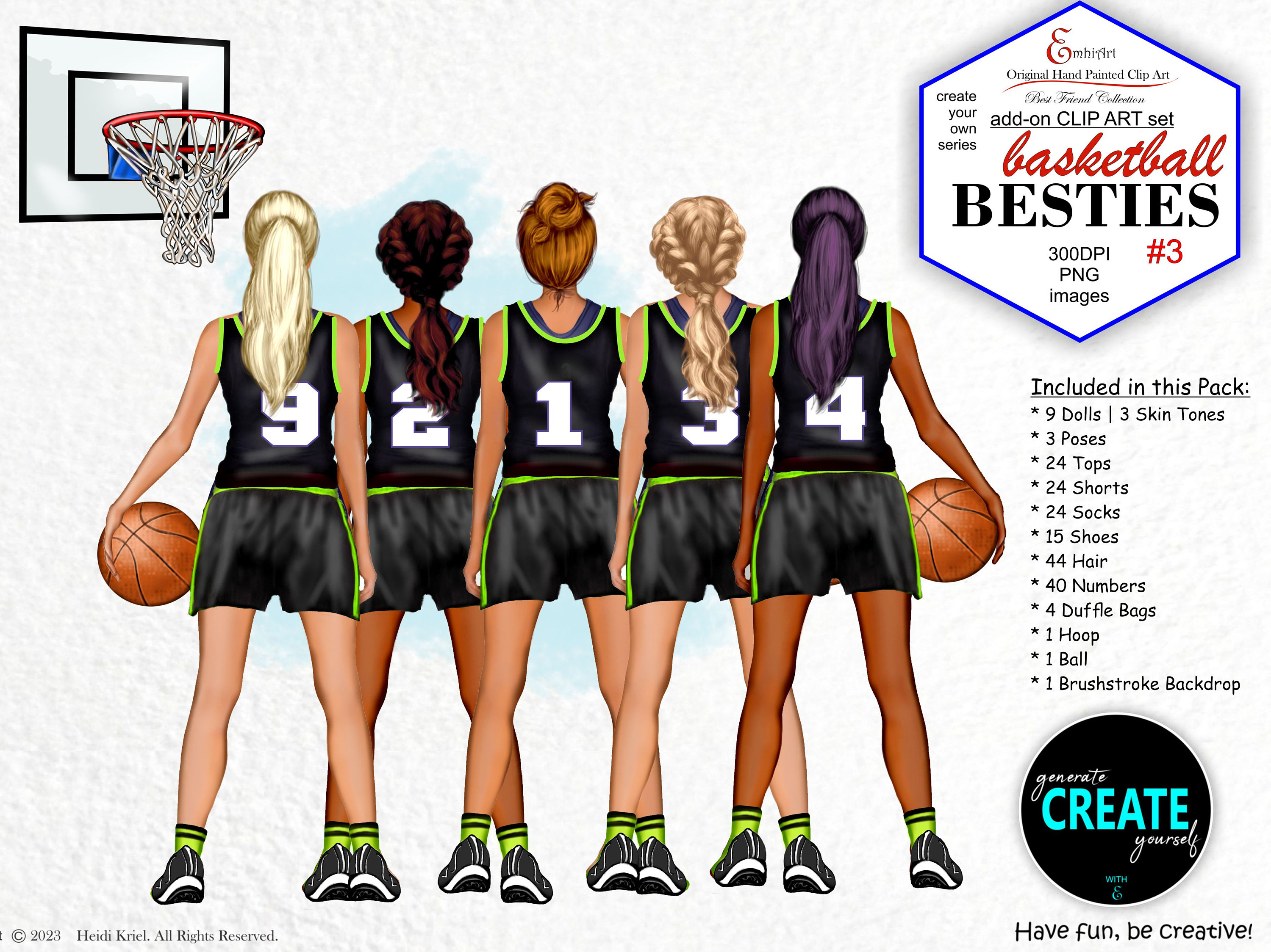 Girl Basketball Team Clipart