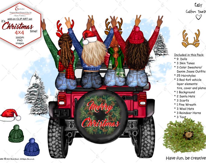 Best Friend Christmas Suv, 4x4, Truck , Custom Clipart Bundle. Custom ...