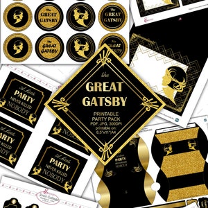 The GREAT GATSBY Printable Party Kit. Instant Download SET, Cupcake ...
