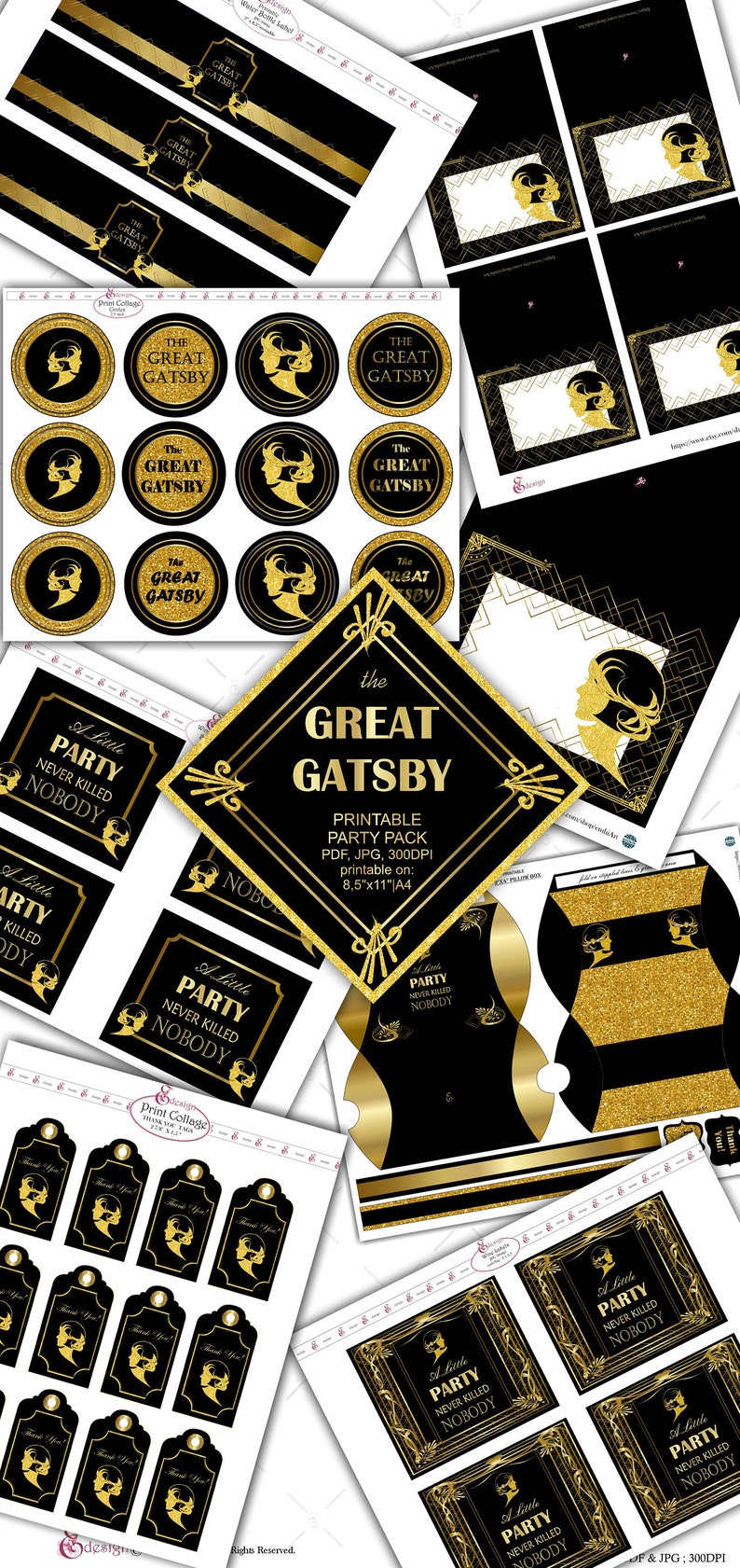 The GREAT GATSBY Printable Party Kit. Instant Download SET - Etsy