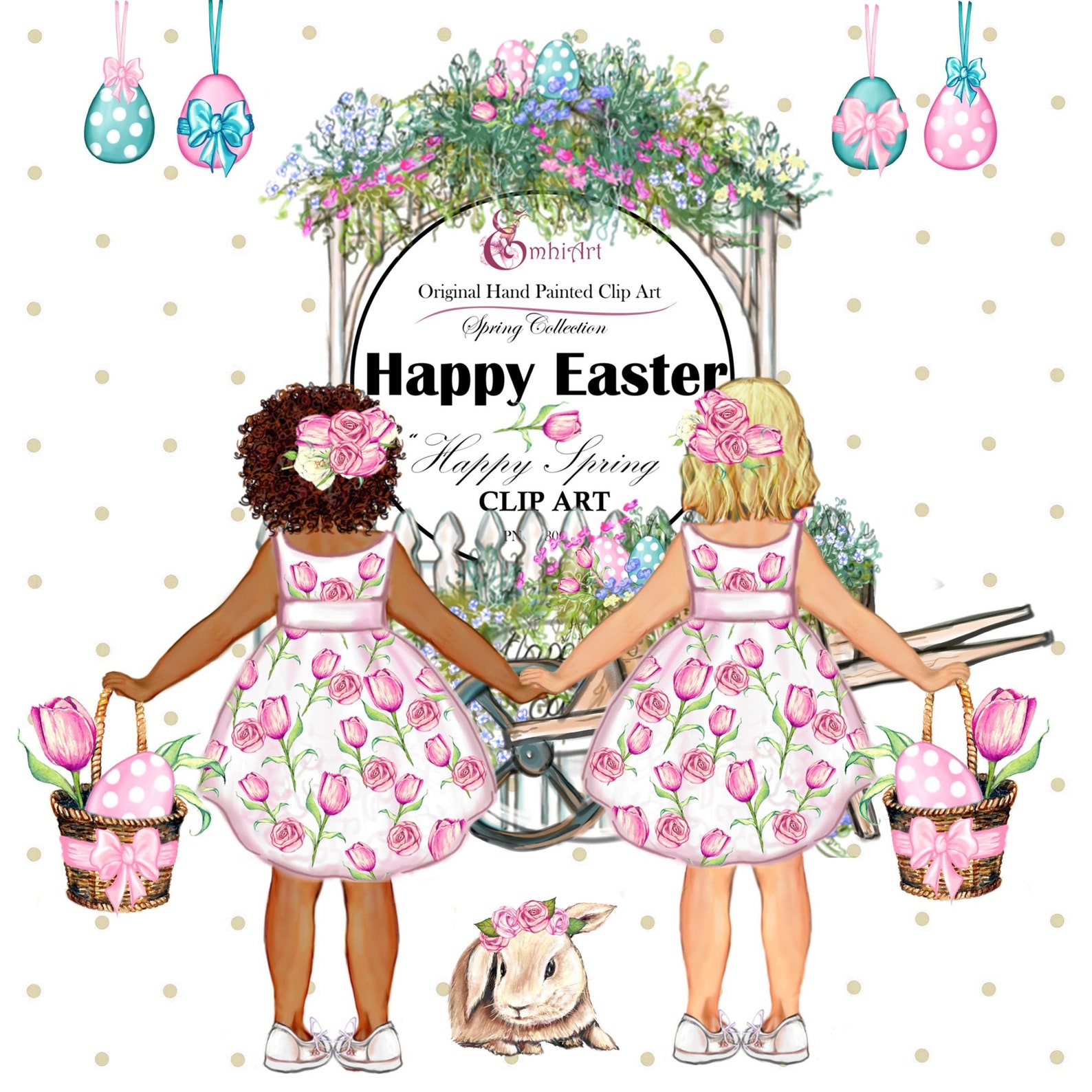 Easter Spring Clip Art Bundle.flowers Easter Eggs Cute - Etsy