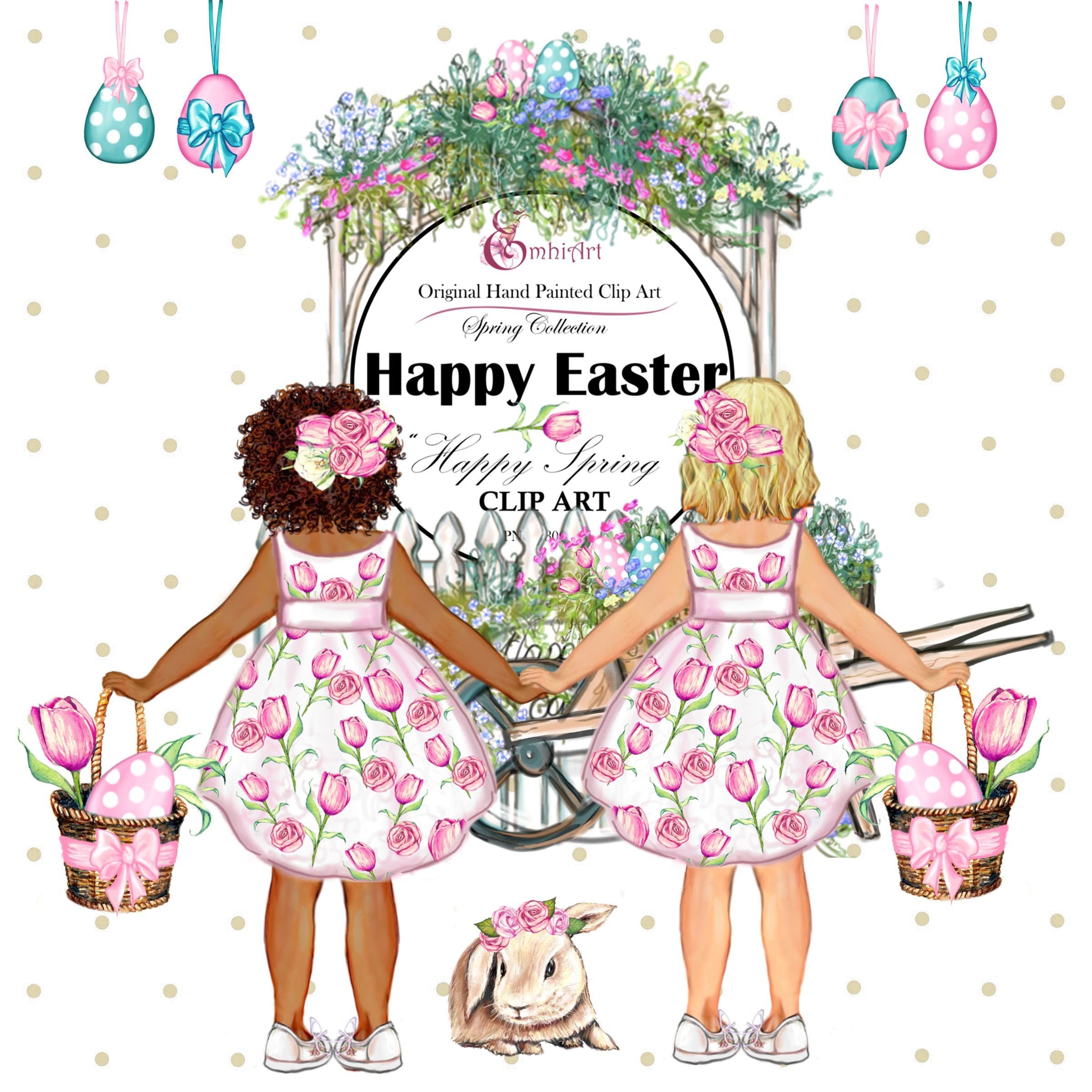 Easter Spring Clip Art Bundle.flowers Easter Eggs Cute - Etsy