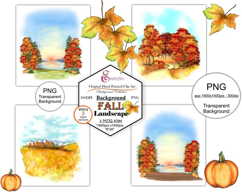 Background Clip Art Bundle.fall Autumn Landscape Clip Art - Etsy
