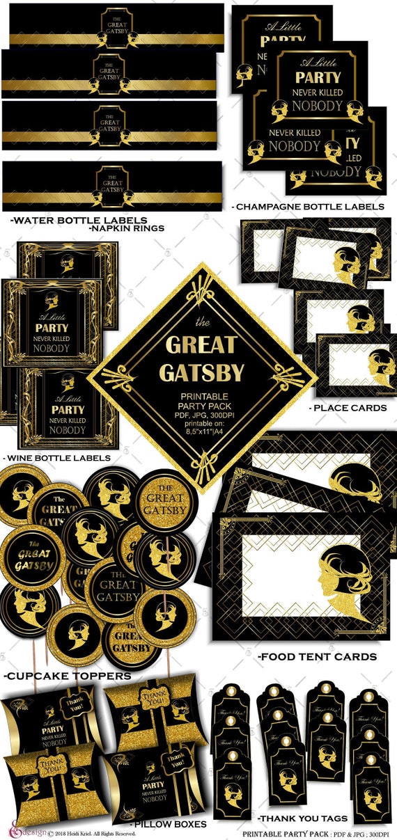 The GREAT GATSBY Printable Party kit. Instant Download SET | Etsy