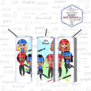 Sporty Best Friend Chibi Style Clipart Bundle.cute Custom Skin and Hair ...